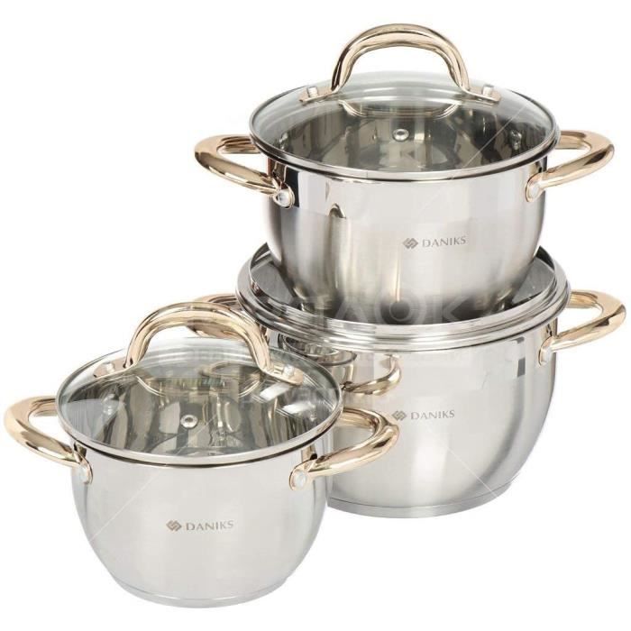 Daniks Vivat Gold Marmite Ensemble INOX (2L + 2.9L + 3.9L) + Couvercle ...