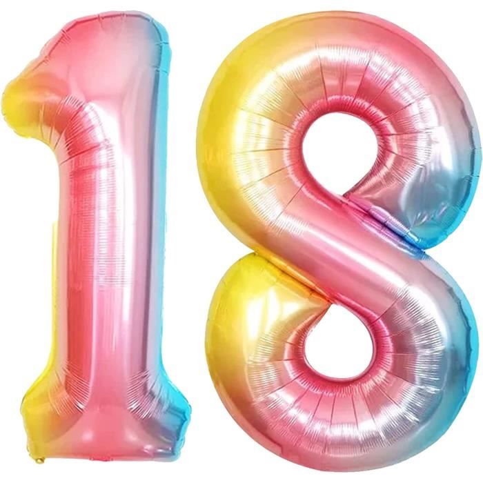 Ballon Chiffre Anniversaire 18 Ballons Numériques En Aluminium,100 Cm ...