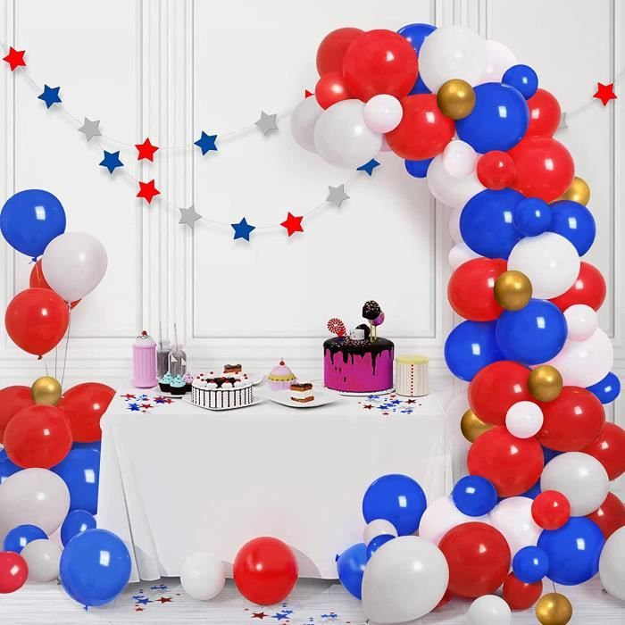 [I979]Arche Ballon Anniversaire, Ballon Rouge Blanc Bleu Guirlande De ...