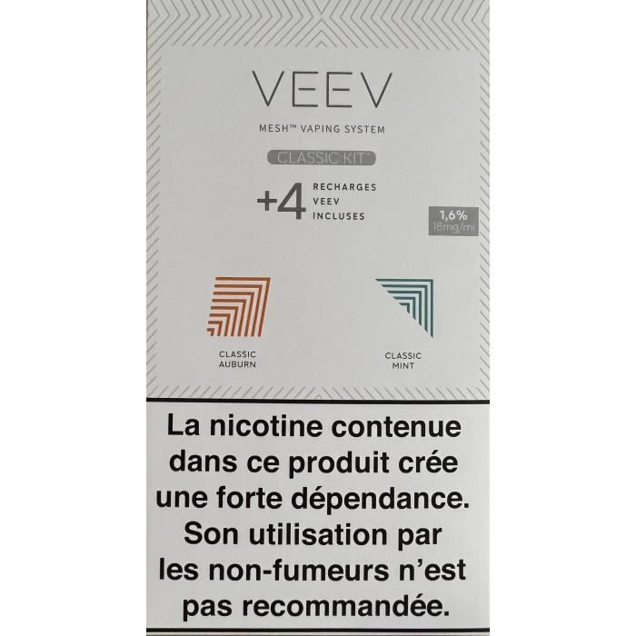 1 PACK CIGARETTE ELECTRONIQUE VEEV + 4 RECHARGES INCLUSES 18 MG ...