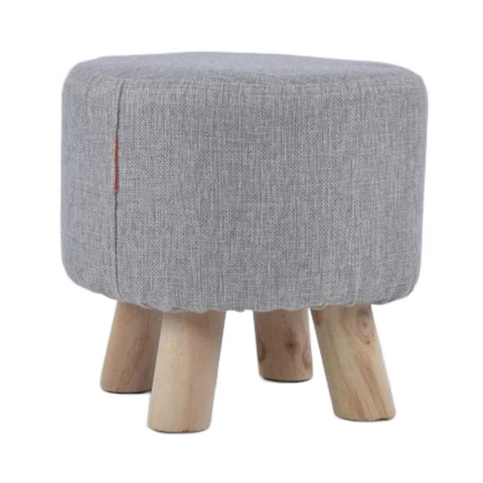 GOTOTOP Petit Tabouret Rond Tabouret à langer en tissu de lin pieds en ...