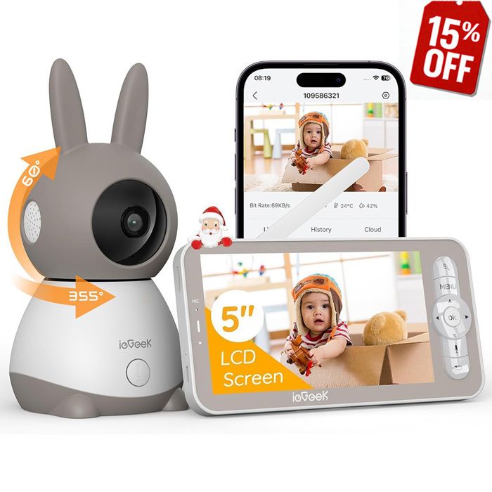IeGeek Top 2K/5" HD écran Babyphone Caméra Bebe, Baby Phone Vidéo ...