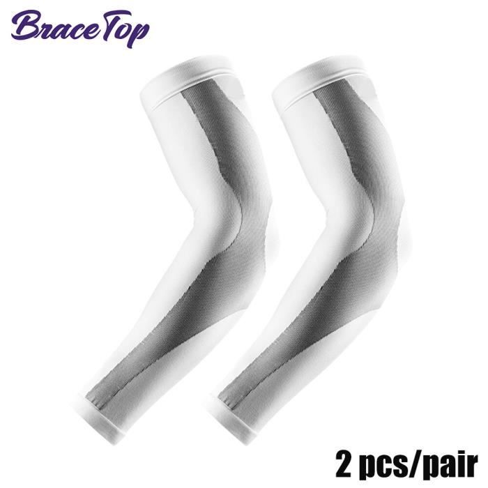 Manchon Bras de Compression pour les bras - White Arm Sleeves Blanc ...