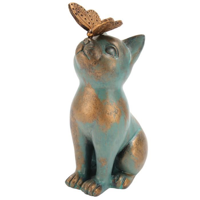 Mxzzand statue de chat assis Statue de Chat de Jardin, Figurine de Chat ...