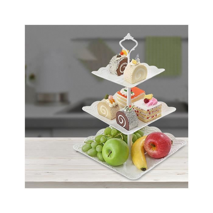 Plateau De Service En Plastique Blanc À 3 Niveaux Support À Gteau À ...