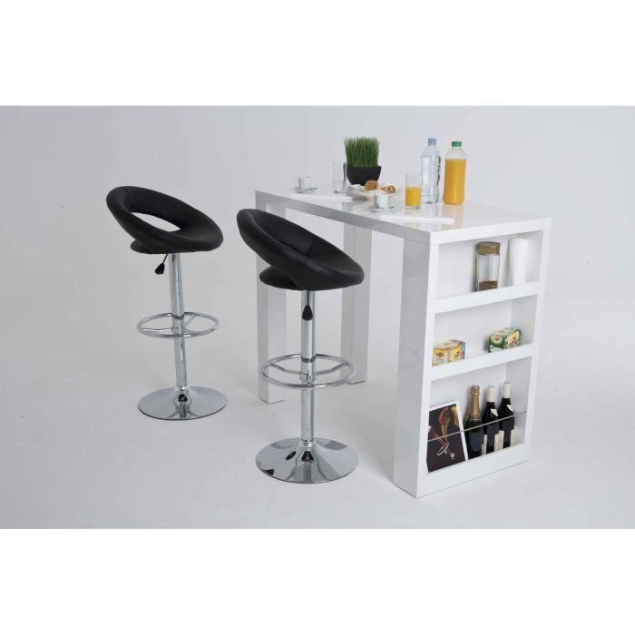 BIANCA Table bar 2 personnes 120x60 cm - Laqué blanc brillant ...