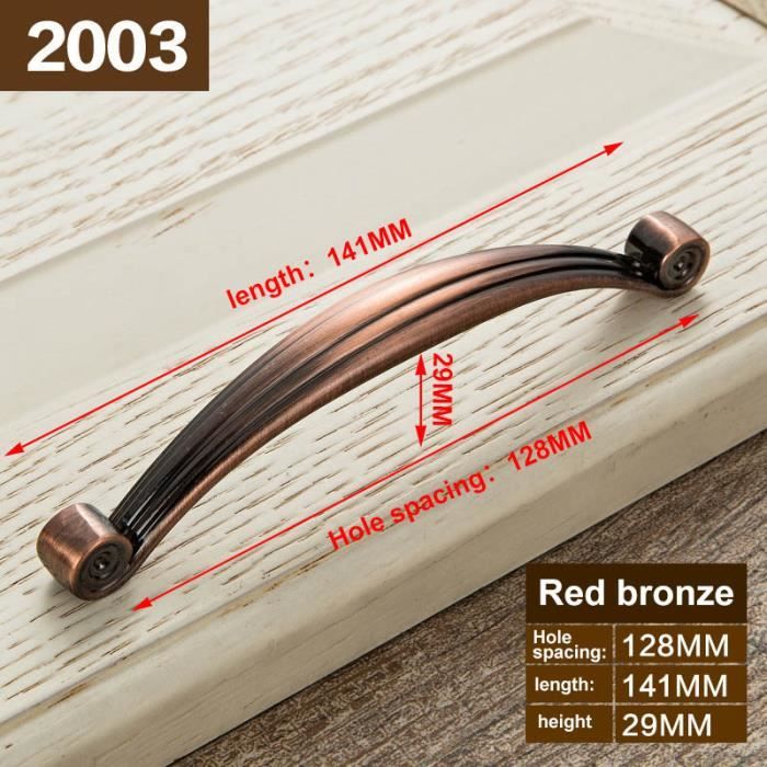 POIGNEE DE MEUBLE, 2003-128mm--Poignée en Bronze rouge, boutons de ...
