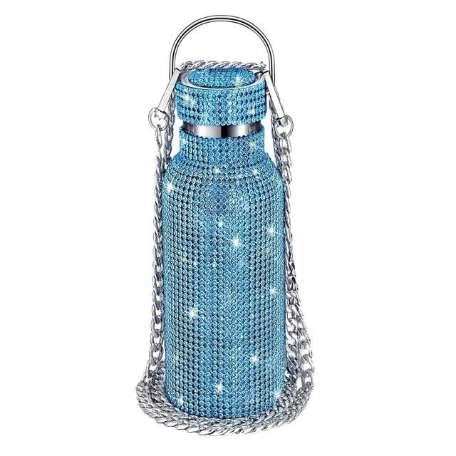 GOURDE BIDON,Bleu-750ml--Bouteille Thermos diamant Bling, Portable, à ...