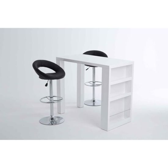 BIANCA Table bar 2 personnes 120x60 cm - Laqué blanc brillant ...
