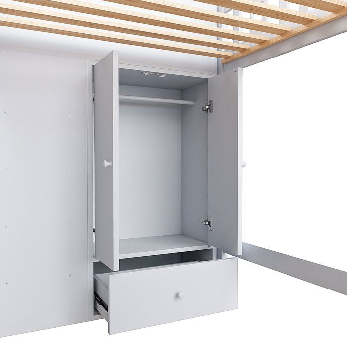 Lit mezzanine 90x200, structure bois escalier rangements intégrés ...