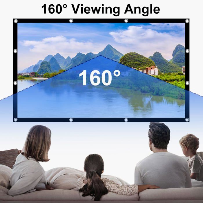Écran de projection portable 100"-KAL-16:9 4K HD,pliable,extérieur,221× ...