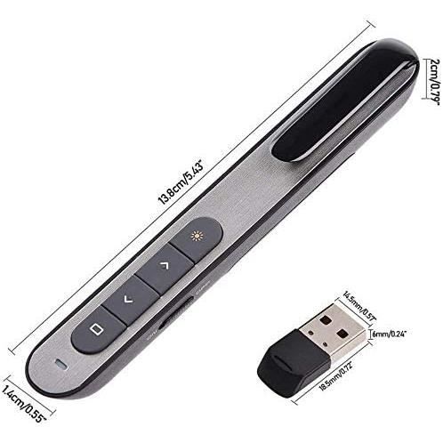 Telecommande Powerpoint, USB Powerpoint PPT Pointeur Laser, 2,4GHz Présentateur sans Fil avec ...