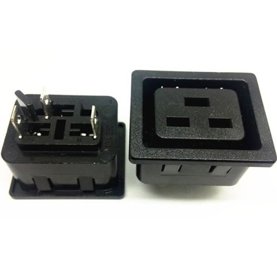 C19 Socket IEC-Prise de courant électrique Triprong, noire, 16A, 250V ...