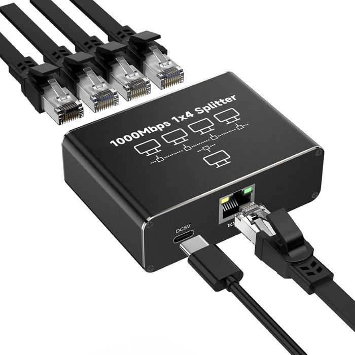 4 Port Ethernet Switch Rj45 Splitter 1000Mbps Multisocket Hub Ethernet ...