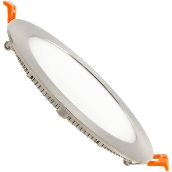 Dalle Led Downlight Spot Encastrable Ronde Extra-Plate 12W Cadre Argentée Coupe Ø 155 Mm Blanc ...