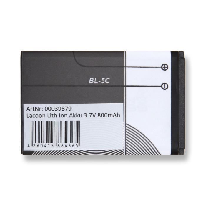 Lacoon BL-5C lithium ions batterie 800mAh, 3,7 V - Cdiscount Téléphonie