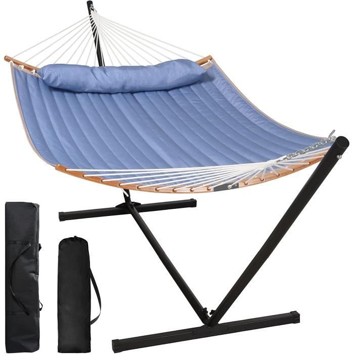 SUNCREAT Hamac portable avec support, hamac pour 2 personnes avec barre ...