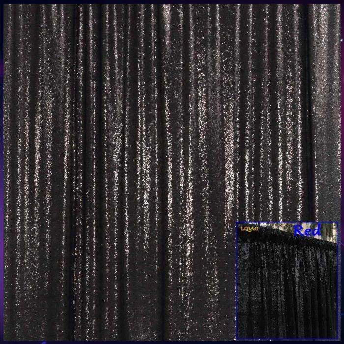 Le noir 2pcs-2x8FT-60x250cm Toile de fond à paillettes argent-or-or ...