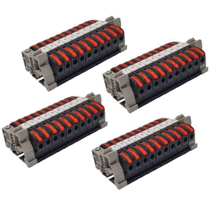 40 Pcs Bornier Rail Din Electrique, Domino Electrique, Cosses ...