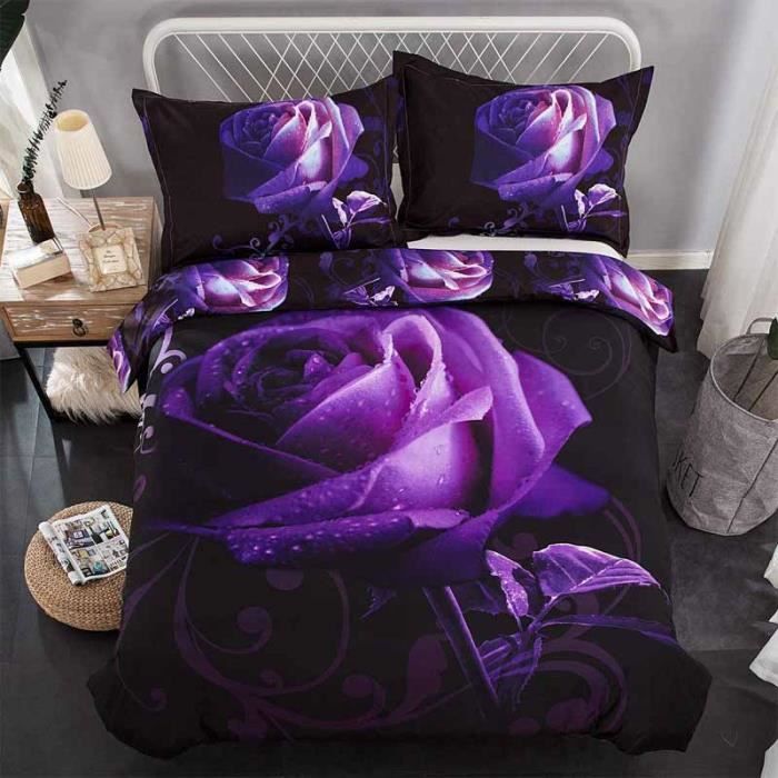 Housse de couette - Bohème - Motif Rose 3D - Microfibre Premium - 3 ...