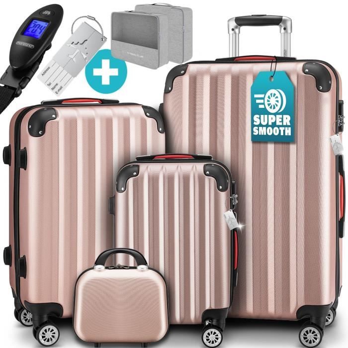 MONZANA® Set de 4 Valises Rose Doré avec Vanity-Case M/L/XL pèse ...