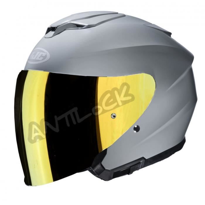 HJC JET i30 GRIS NARDO AVEC VISIÈRE MIROIR OR - Cdiscount Auto
