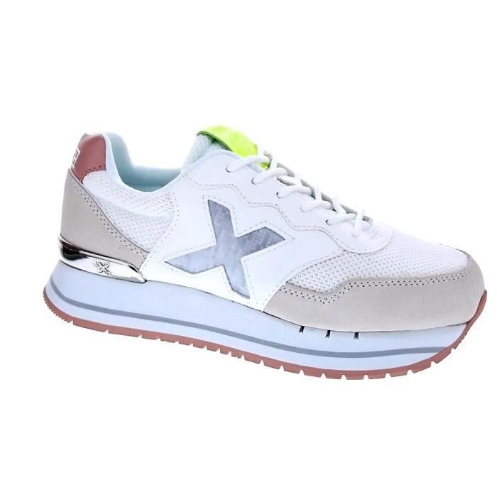 Baskets femme - MUNICH - Dash Sky - Lacets - Blanc - Textile Blanco - Cdiscount Chaussures
