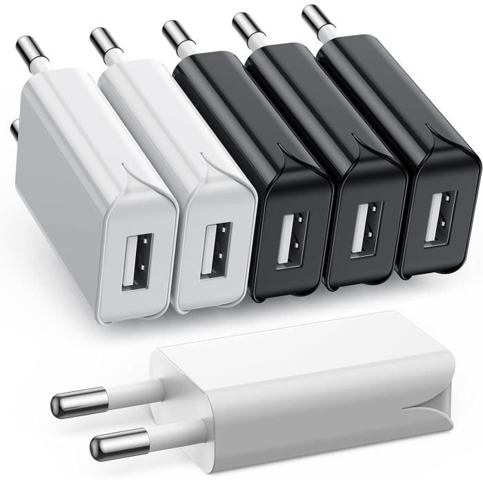 Lot De 6 Chargeurs Usb 5W, 5 V-1 A Mini Usb Prise De Chargeur Secteur ...