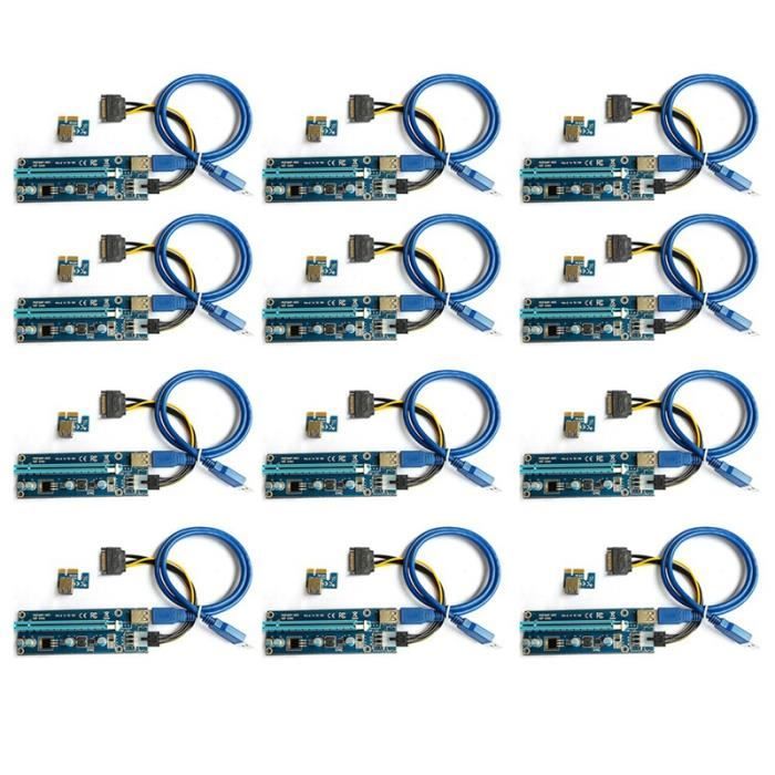 Carte Riser PCI-E VER006C 006C PCIE 1X à 16X Extender 60CM 100CM Câble ...