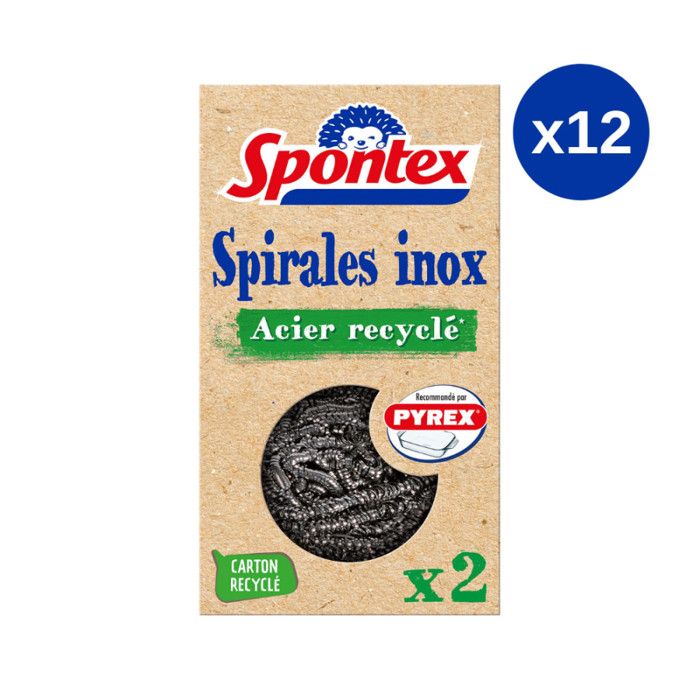 Pack de 12 - Spontex - 2 Spirales acier recyclé - Cdiscount Au quotidien