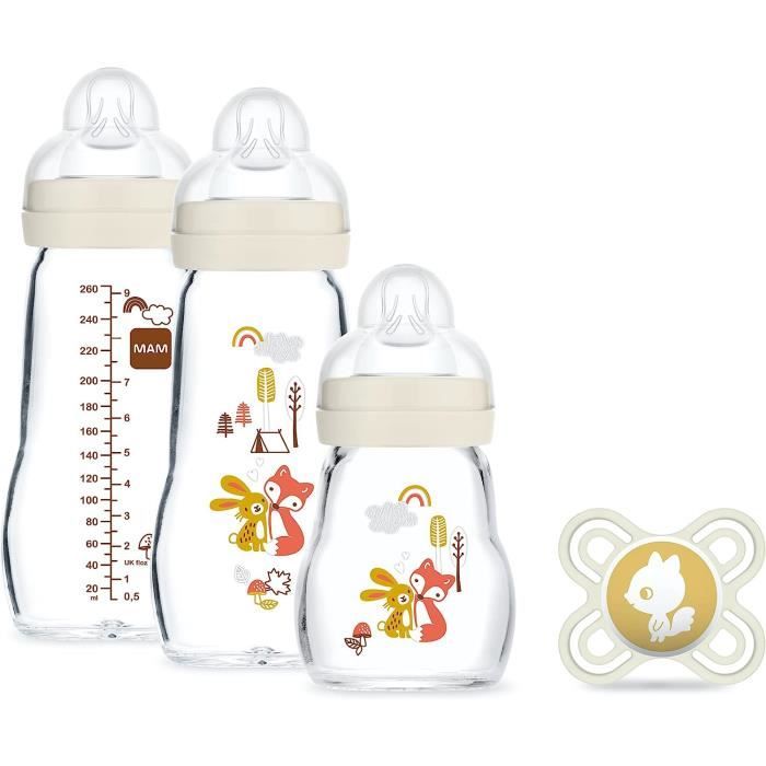 MAM Coffret (3 biberons verre + 1 sucette) – résistant à la chaleur ...