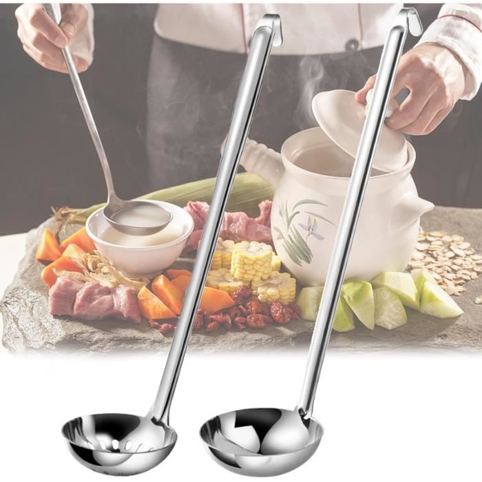 Lankai 2 Pièces Louche Inox, Louche de Cuisson, Louche à Soupe Inox ...