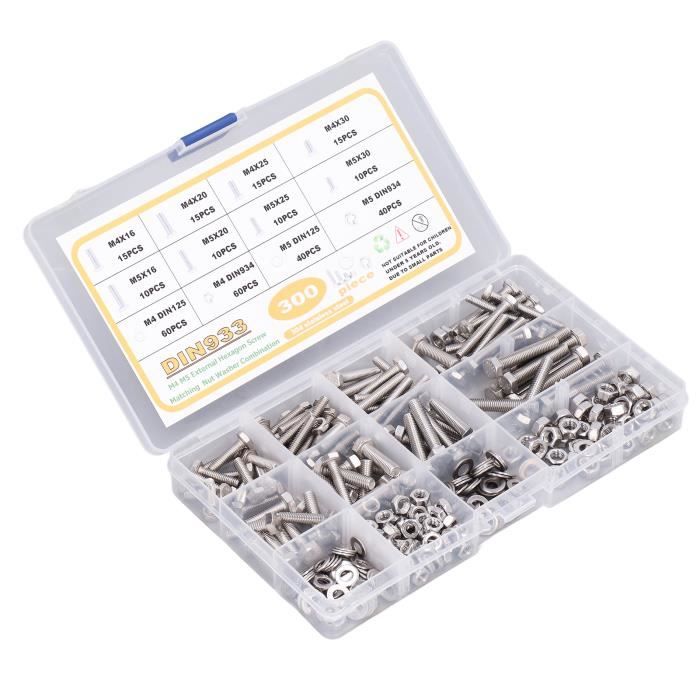 TMISHION assortiment de vis M4 M5 300 pièces en acier inoxydable M4 M5 ...