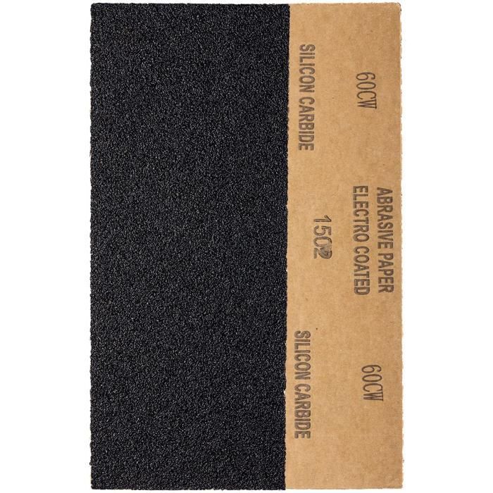 Lot De 10 Feuilles De Papier Abrasif À Grain 60, 23 X 9,5 Cm, Rouleau ...
