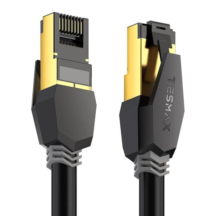 Câble Ethernet Cat8 10.5M, Câble Réseau 26Awg 40Gbps 2000Mhz Lan ...