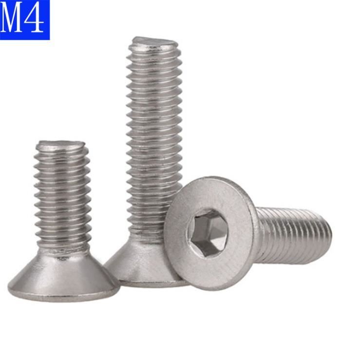M4 x 30mm-50pcs -Vis à douille à tête plate en acier inoxydable 0.7 ...