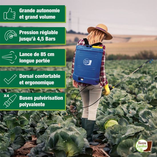 TERRE JARDIN - Pulvérisateur Électrique à Dos 16 L, Pulvérisateur à ...