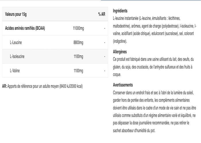 BCAA en poudre BioTech USA - BCAA 8:1:1 Zero - Blue Raspberry 250g ...