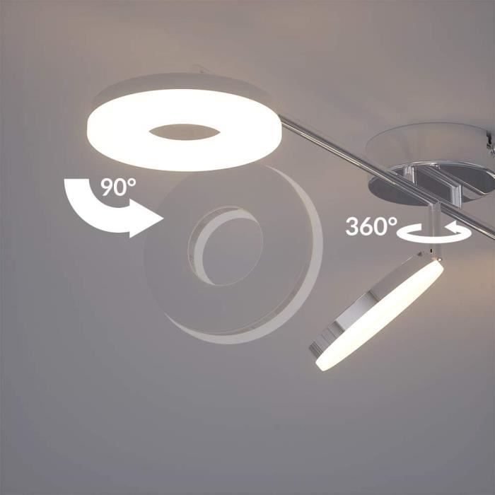 Barre de spots LED Plafonnier Luminaire de plafond 3 spots orientables ...