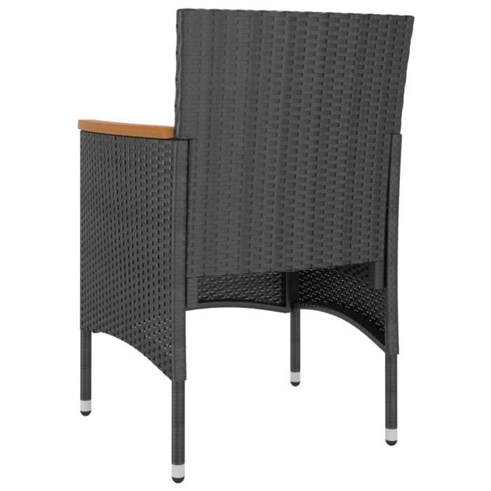 GOTOTOP Jeu de chaise et tabouret de jardin 4 pcs Résine tressée Noir ...