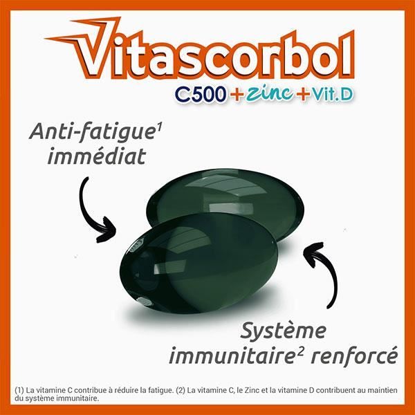 Vitascorbol C500 + Zinc + Vitamine D 30 capsules - Cdiscount Santé ...