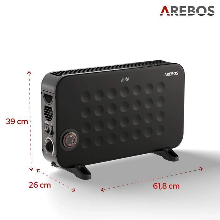 AREBOS Convecteur 2000 W |chauffage électrique avec 3 réglages de ...