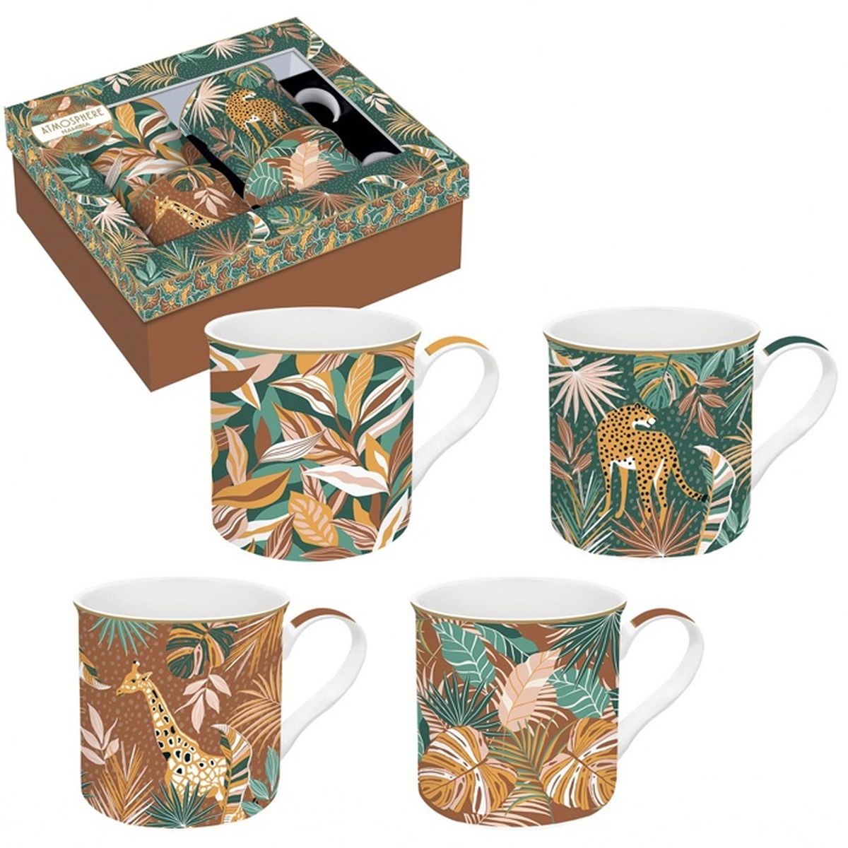 COFFRET 4 MUGS EN PORCELAINE FINE 300 ML NAMIBIA - EASYLIFE - Cdiscount ...
