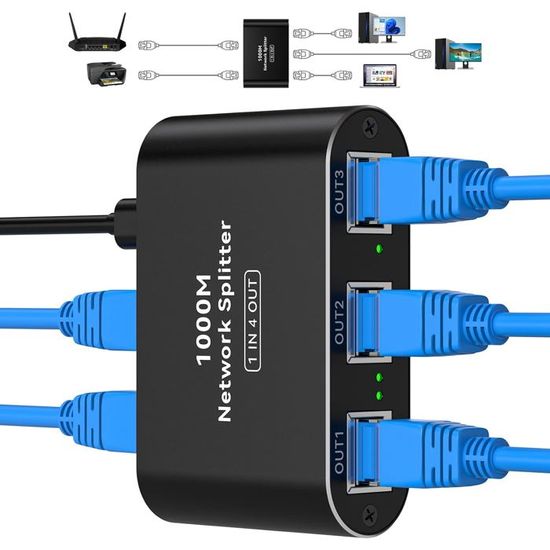 Ethernet Switch 4 Port 1000Mbps Lan Splitter 1 To 4 Gigabit Rj45 ...