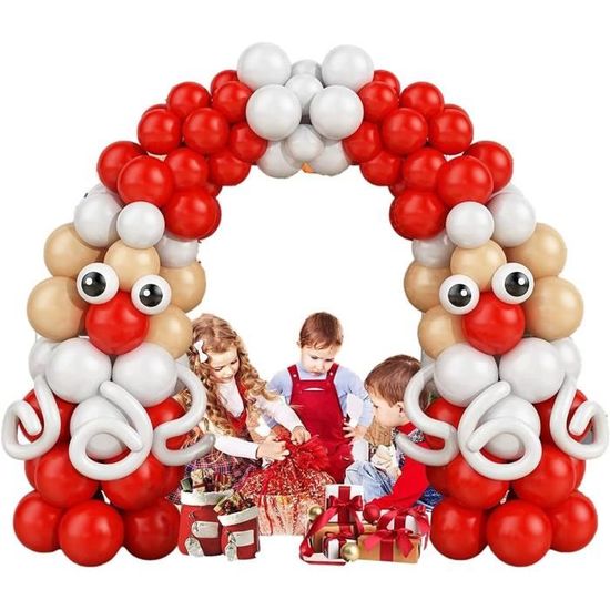 Fête Noël, Arche Ballons Du Père Noël Guiballons Noël Rouge Blanc ...