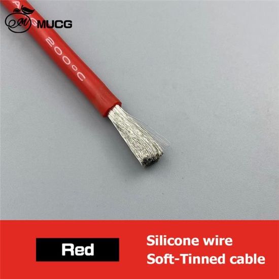 (Red/5m/8 AWG)Câble en Silicone Rouge Noir pour Voiture, Fil de Batterie pour Automobile ...