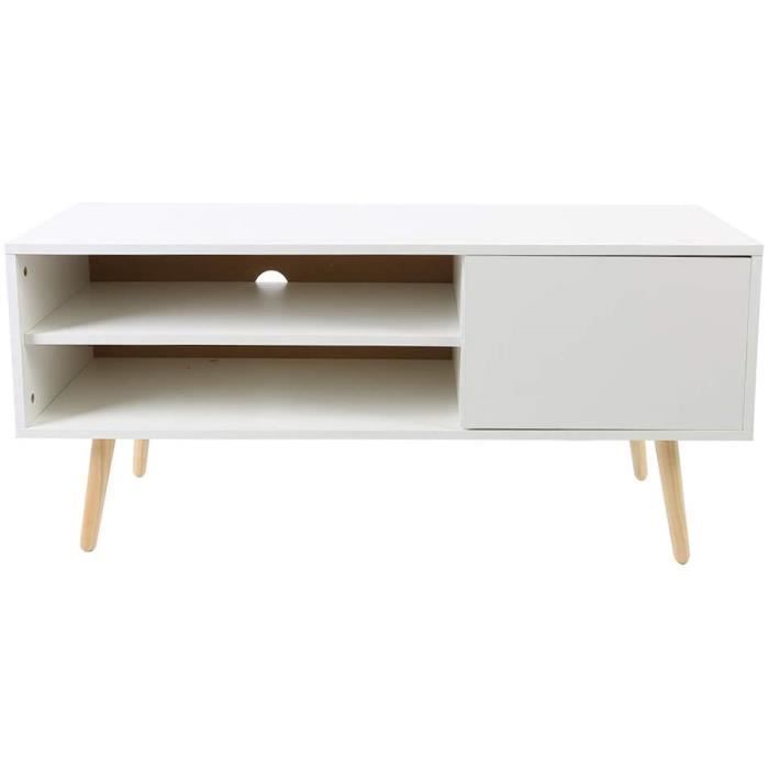 Meuble TV bas moderne en bois de style nordique avec porte de placard ...