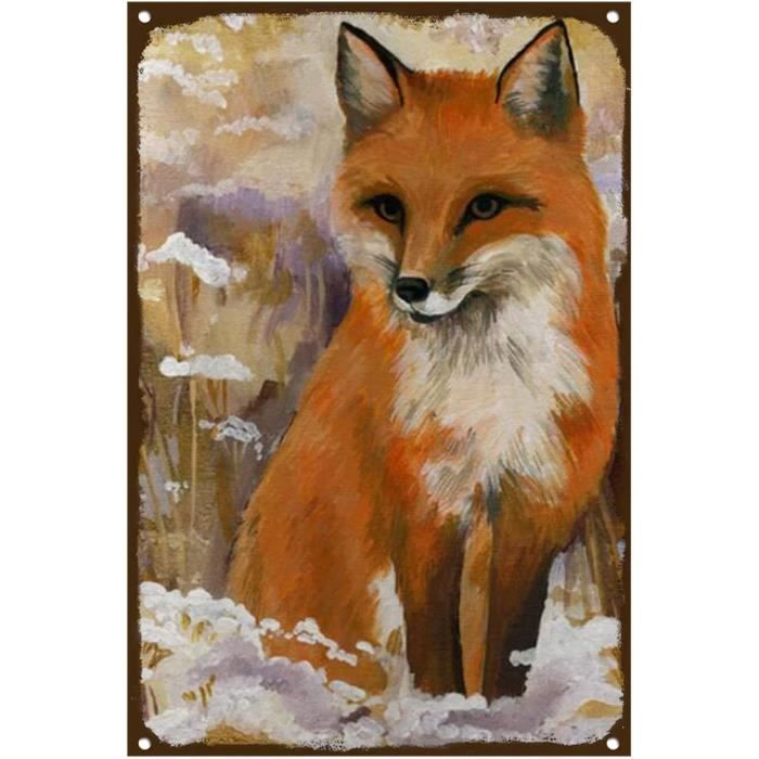 Poster Métallique Affiche,Renard Animal de la forêt,Peinture Art ...