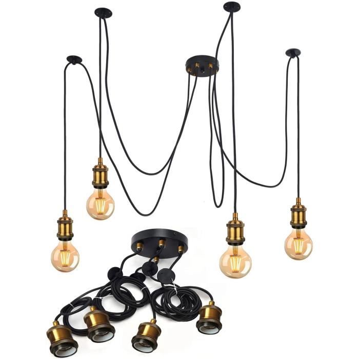 Suspension Vintage Style Industriel En Métal - N2142 - Noir - E27 - 4 ...