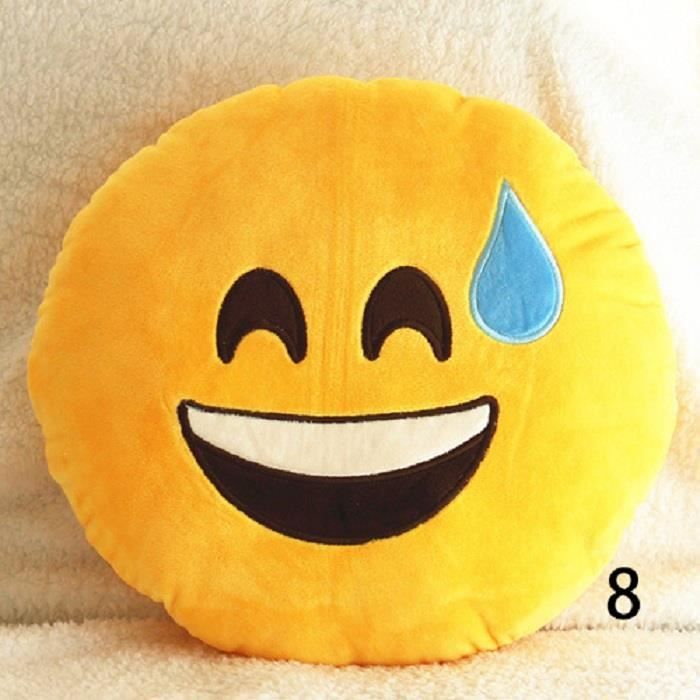 8# doux Coussin Emoji Smiley Emoticon jaune ronde de Présent Oreiller ...